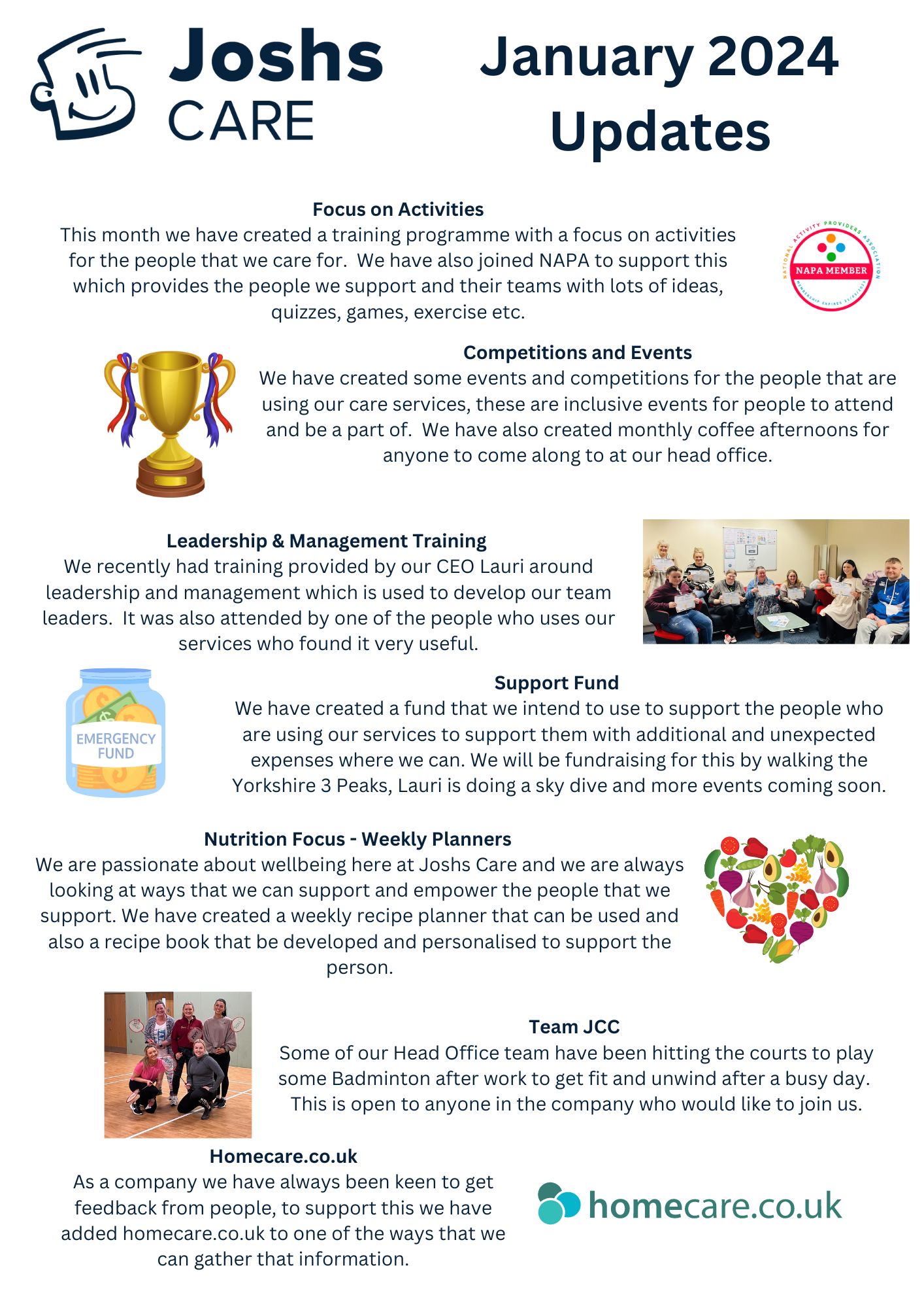 January Updates - Josh’s Care Company